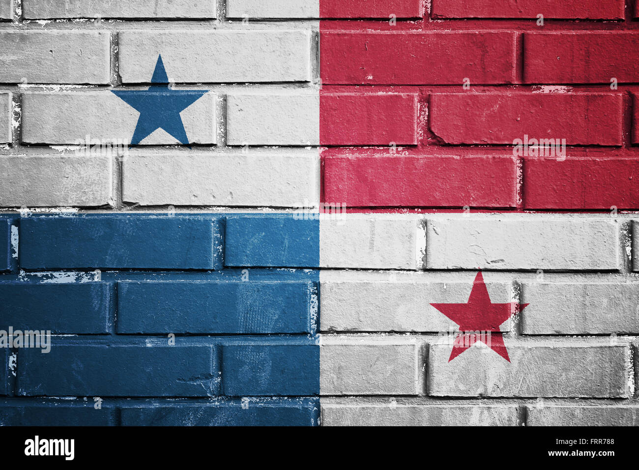 Panama flag on the brick wall Stock Photo - Alamy
