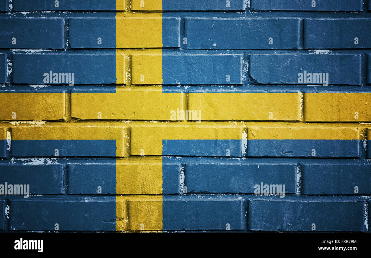 Sweden flag on texture brick wall Stock Photo - Alamy