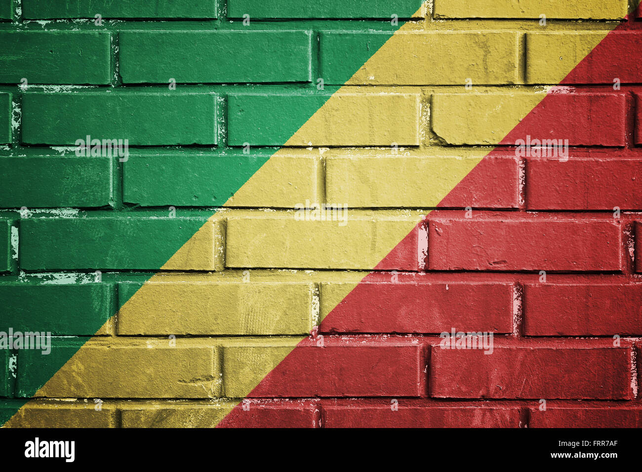 Republic of the Congo flag on the brick wall Stock Photo - Alamy
