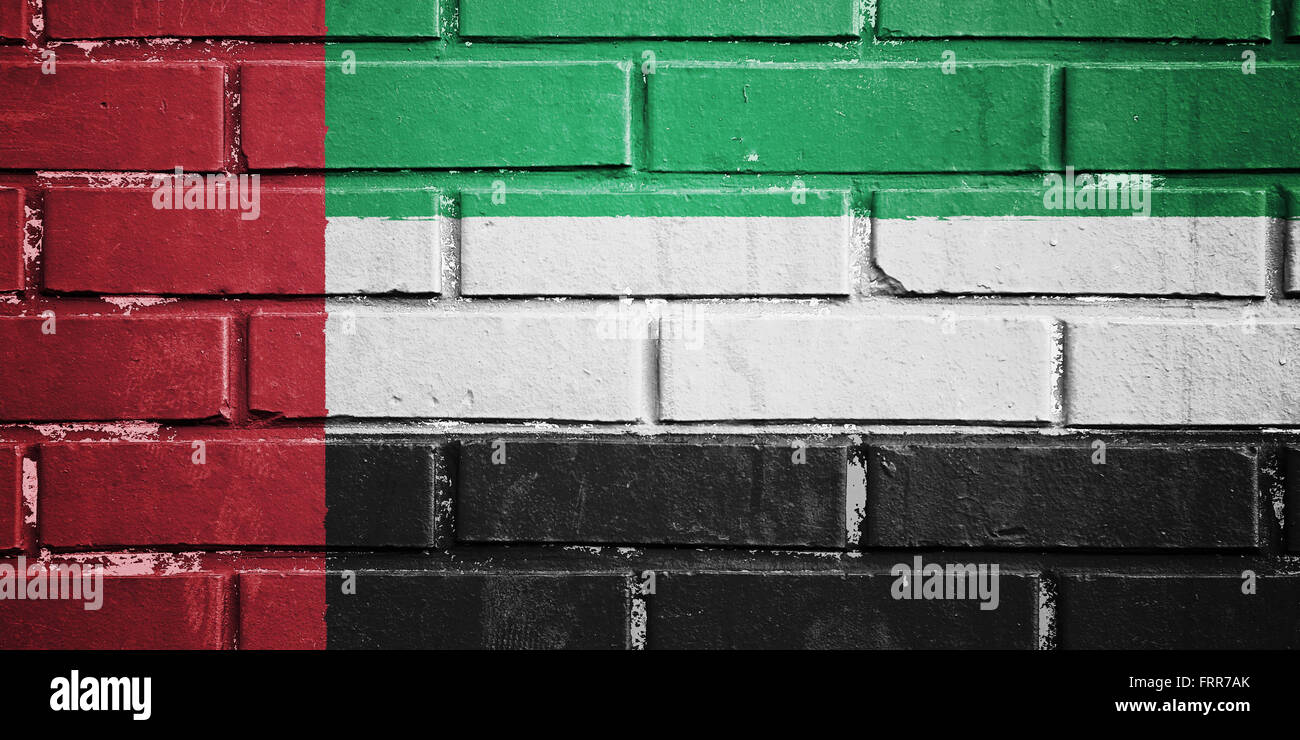 United Arab Emirates flag on texture brick wall Stock Photo - Alamy