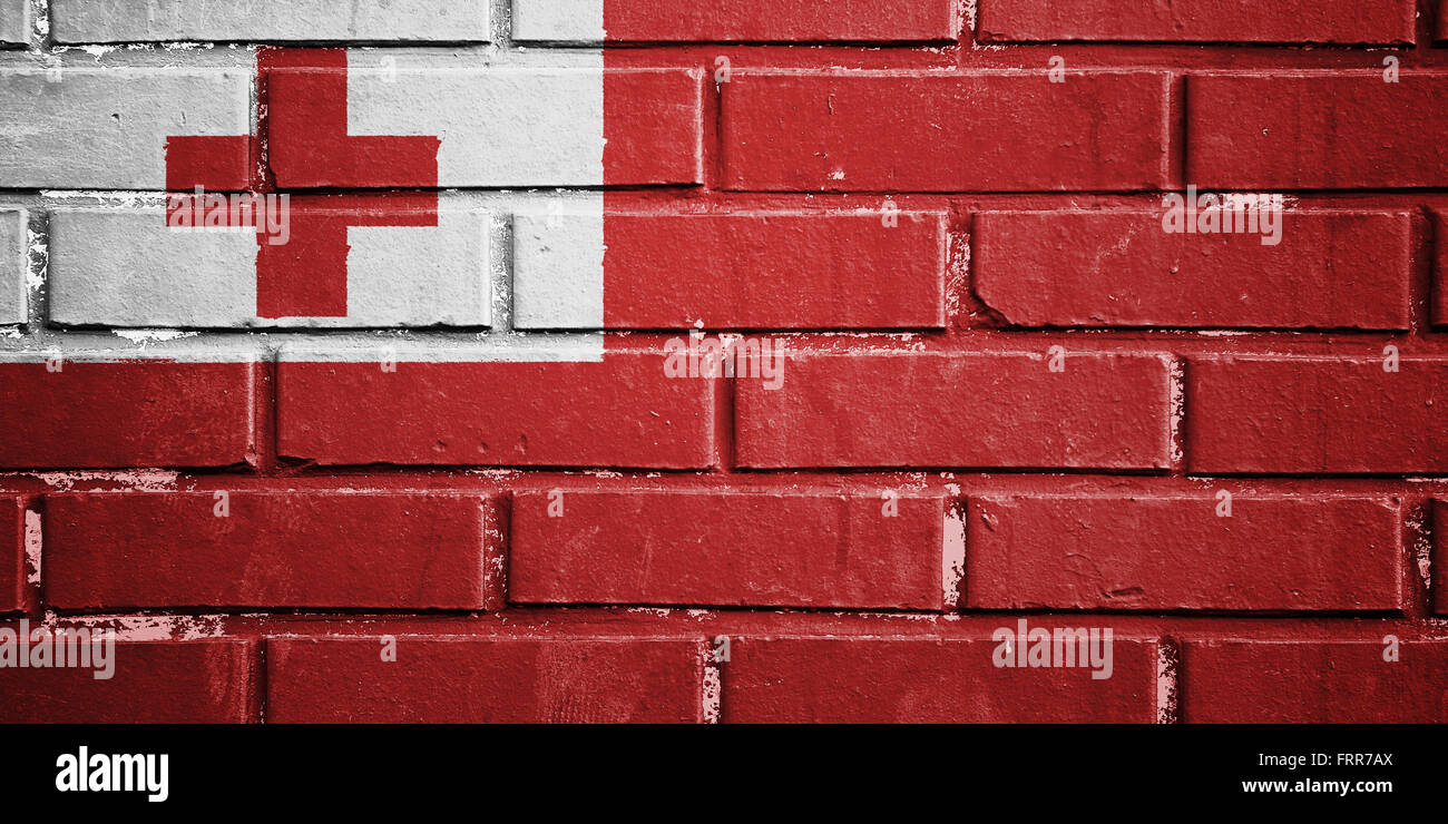 Tonga flag on texture brick wall Stock Photo - Alamy