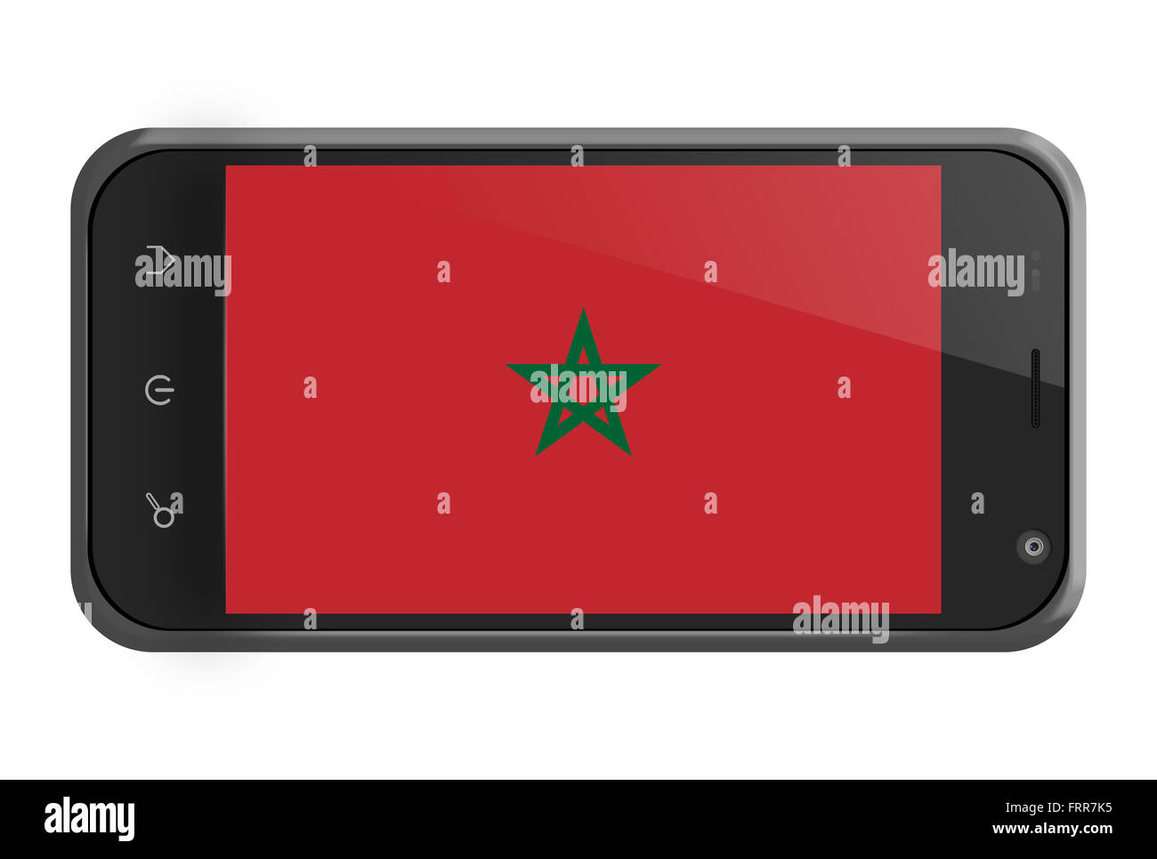 Morocco flag on smartphone screen isolated on white Stock Photo - Alamy