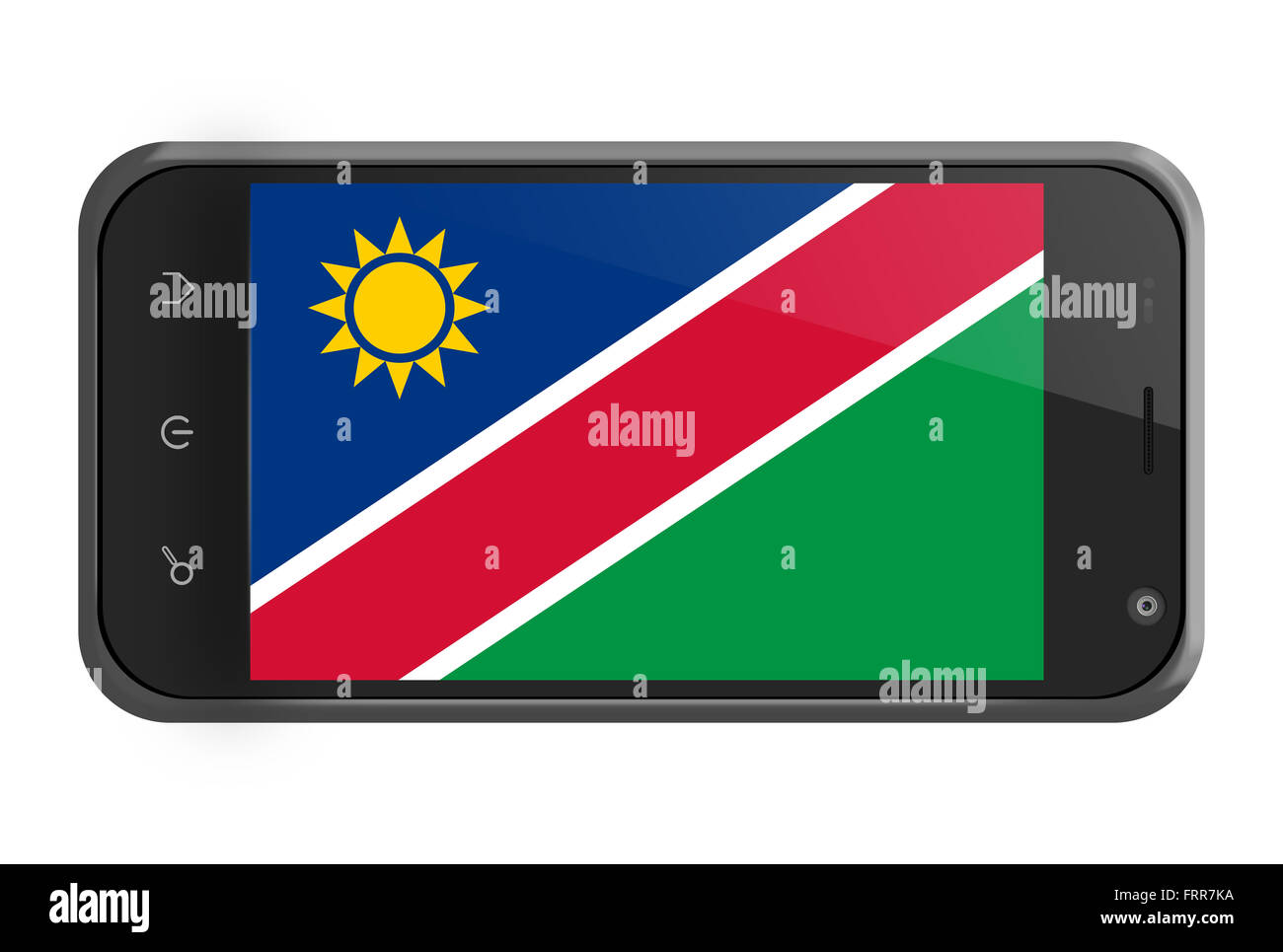 Namibia flag on smartphone screen isolated on white Stock Photo - Alamy
