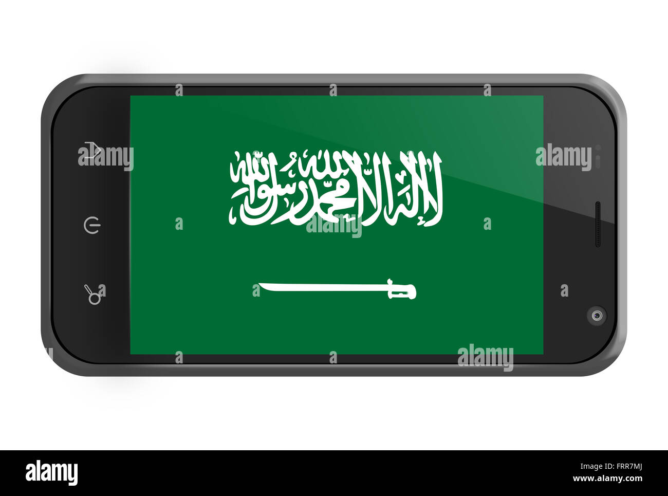 Saudi Arabia flag on smartphone screen isolated on white Stock Photo ...
