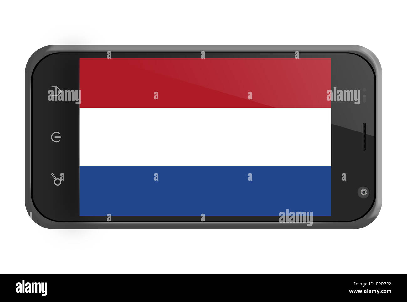 The Netherlands flag on smartphone screen isolated on white Stock Photo ...