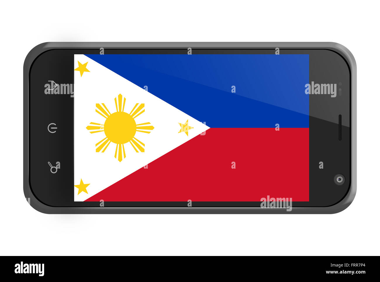 Philippines flag on smartphone screen isolated on white Stock Photo - Alamy