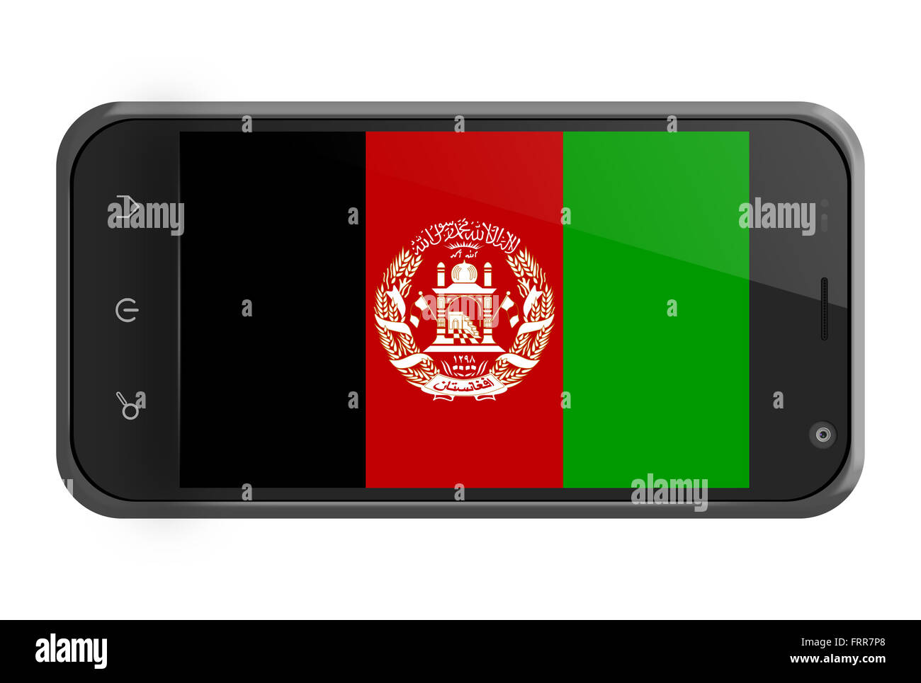 Afghanistan flag on smartphone screen isolated on white Stock Photo - Alamy