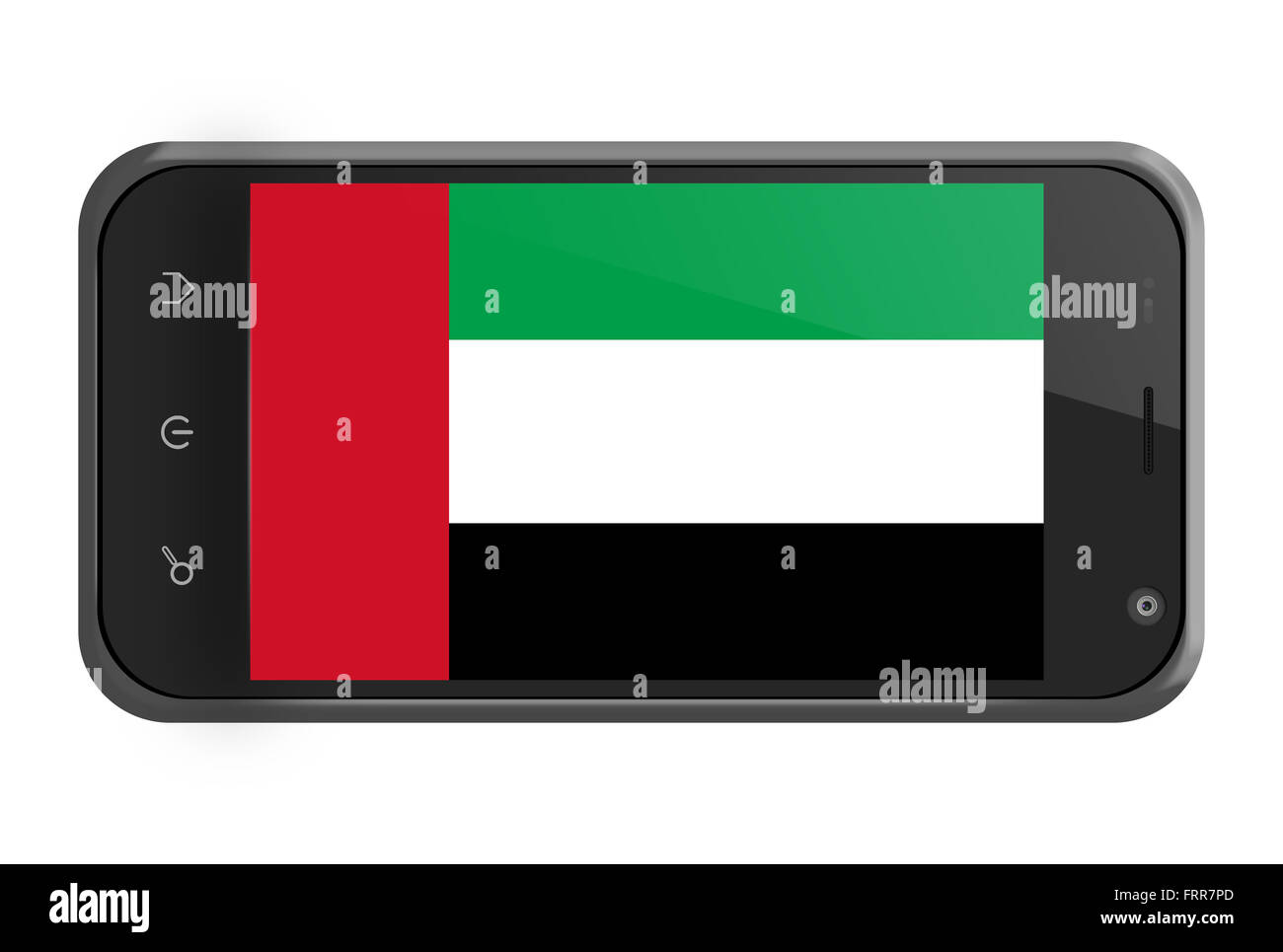 United Arab Emirates flag on smartphone screen isolated on white Stock ...