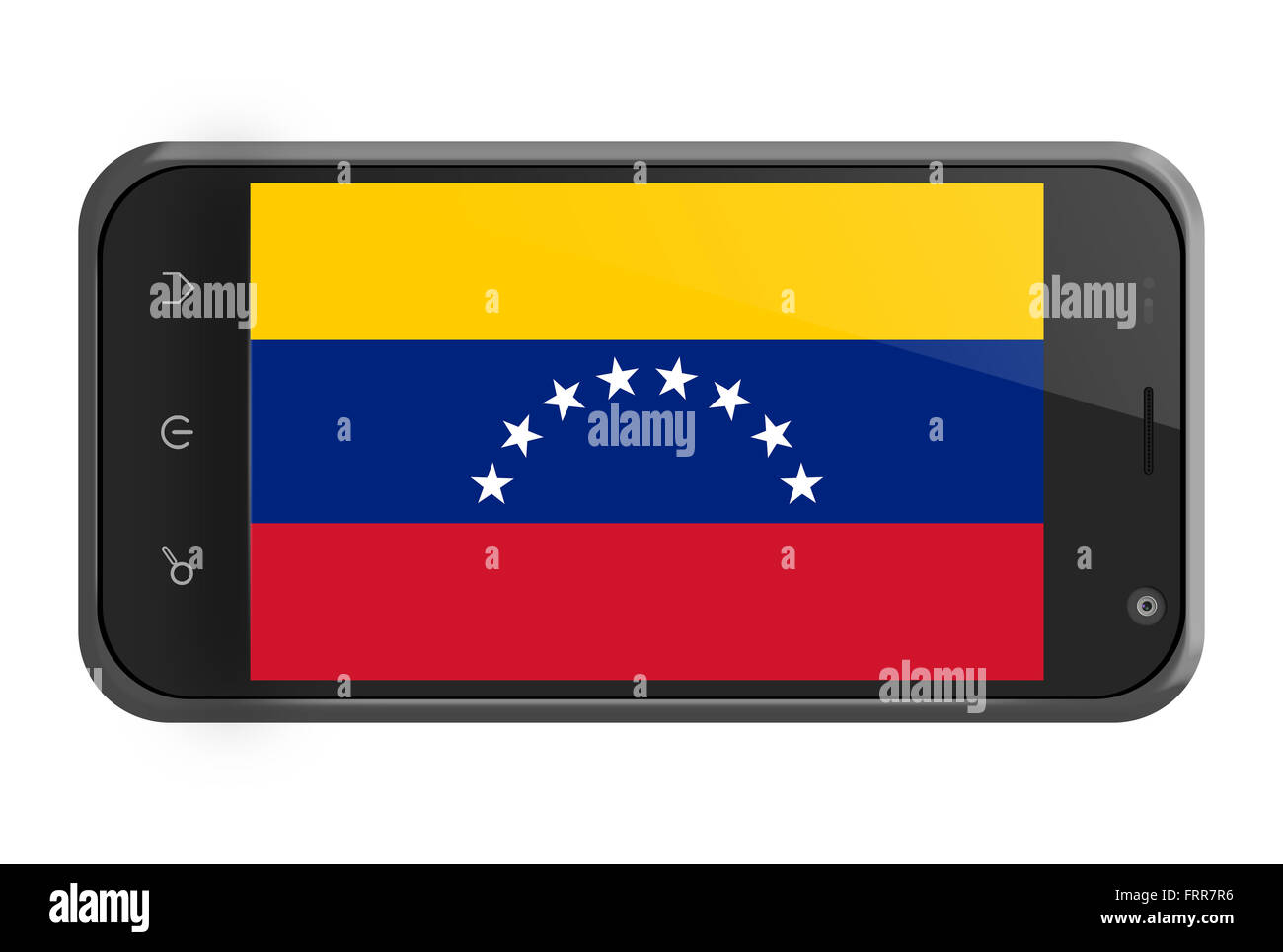 Venezuela flag on smartphone screen isolated on white Stock Photo - Alamy