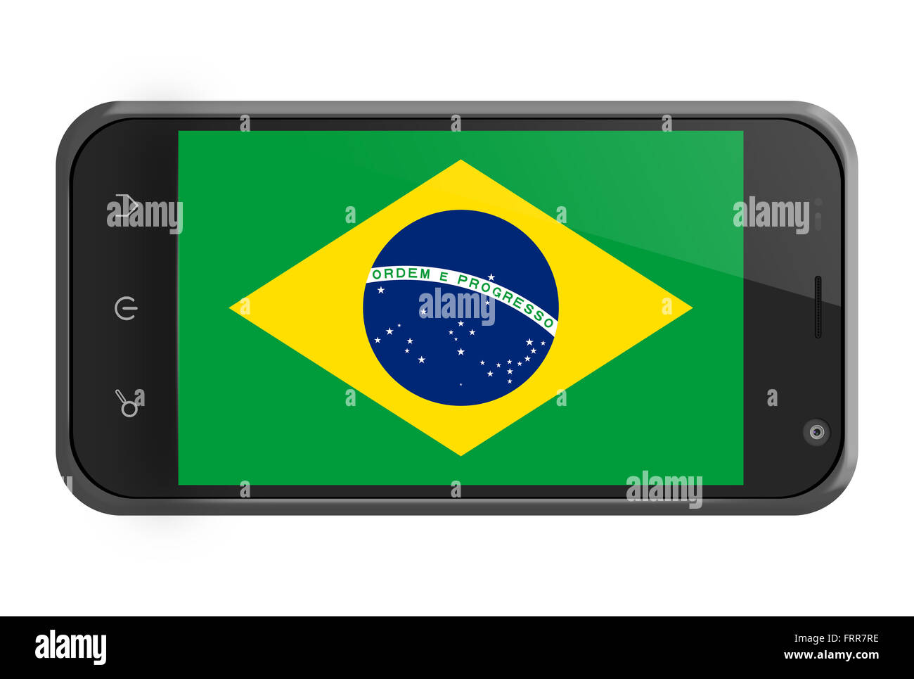 Brazil flag on smartphone screen isolated on white Stock Photo - Alamy