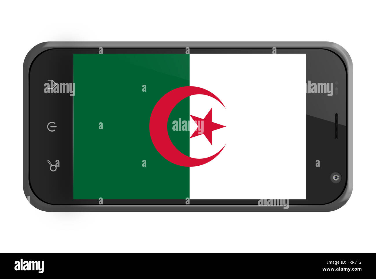 Algeria flag on smartphone screen isolated on white Stock Photo - Alamy