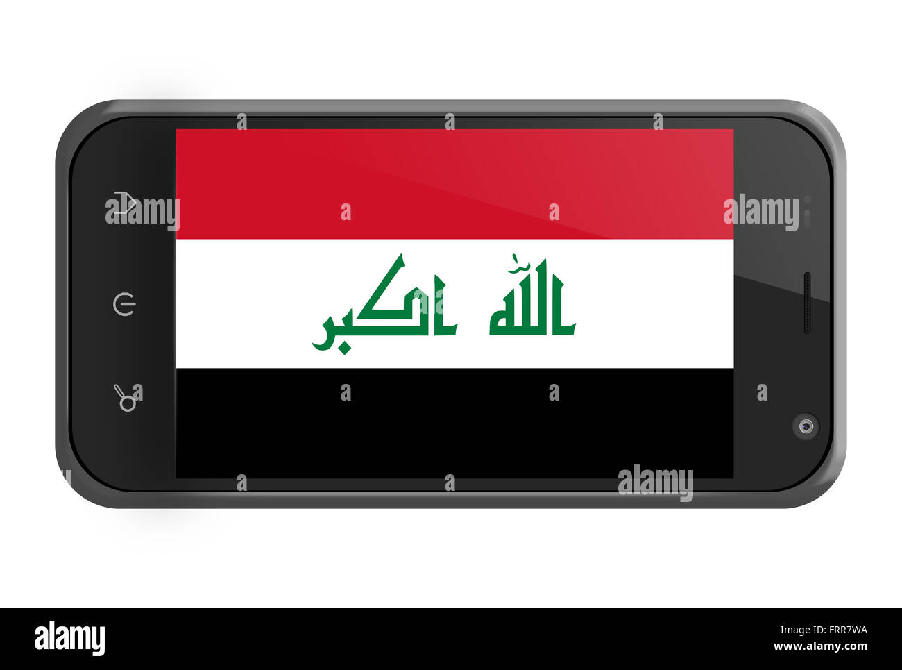 Iraq flag on smartphone screen isolated on white Stock Photo - Alamy