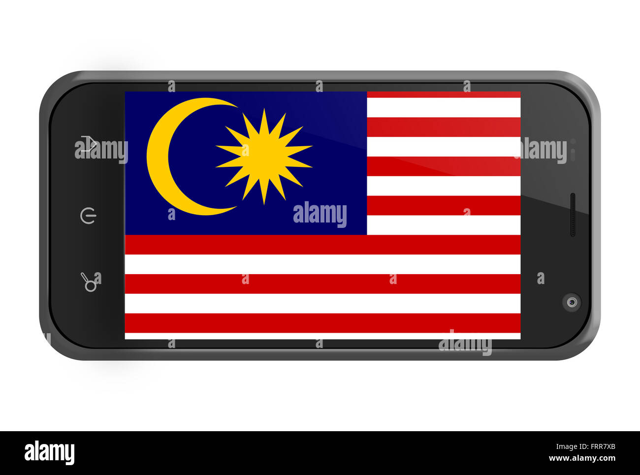 Malaysia flag on smartphone screen isolated on white Stock Photo - Alamy