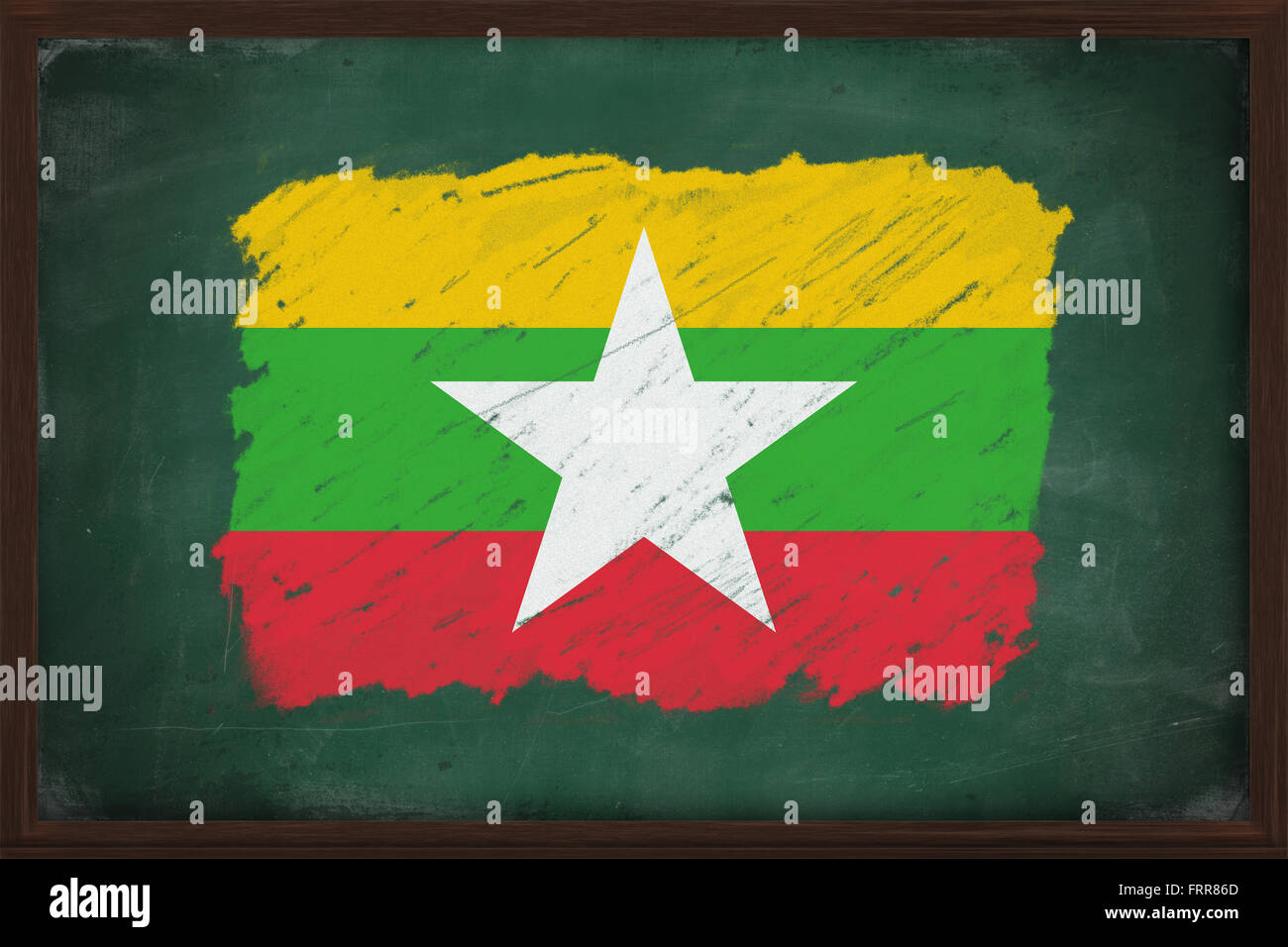 Myanmar flag painted with color chalk on old blackboard Stock Photo - Alamy