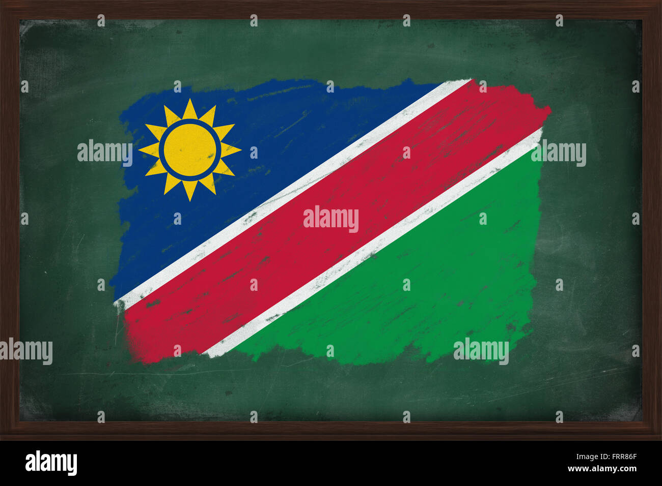 Namibia flag painted with color chalk on old blackboard Stock Photo - Alamy
