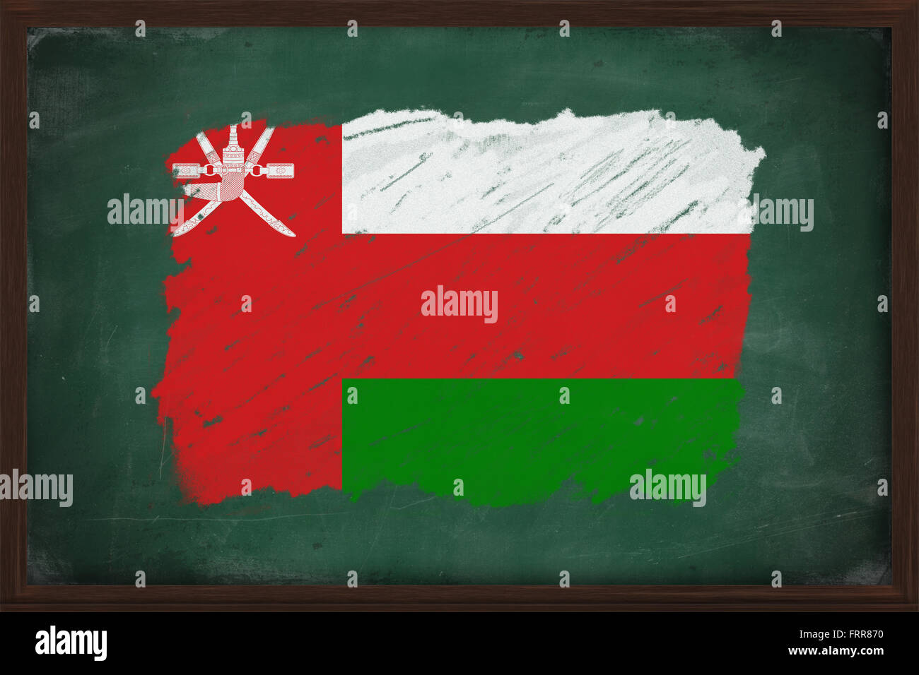 Oman flag painted with color chalk on old blackboard Stock Photo - Alamy