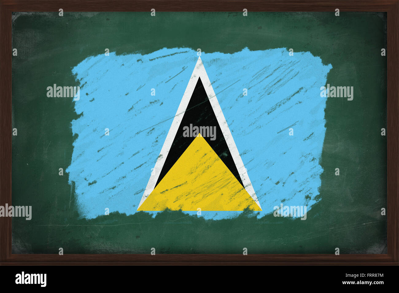 Saint Lucia flag painted with color chalk on old blackboard Stock Photo ...