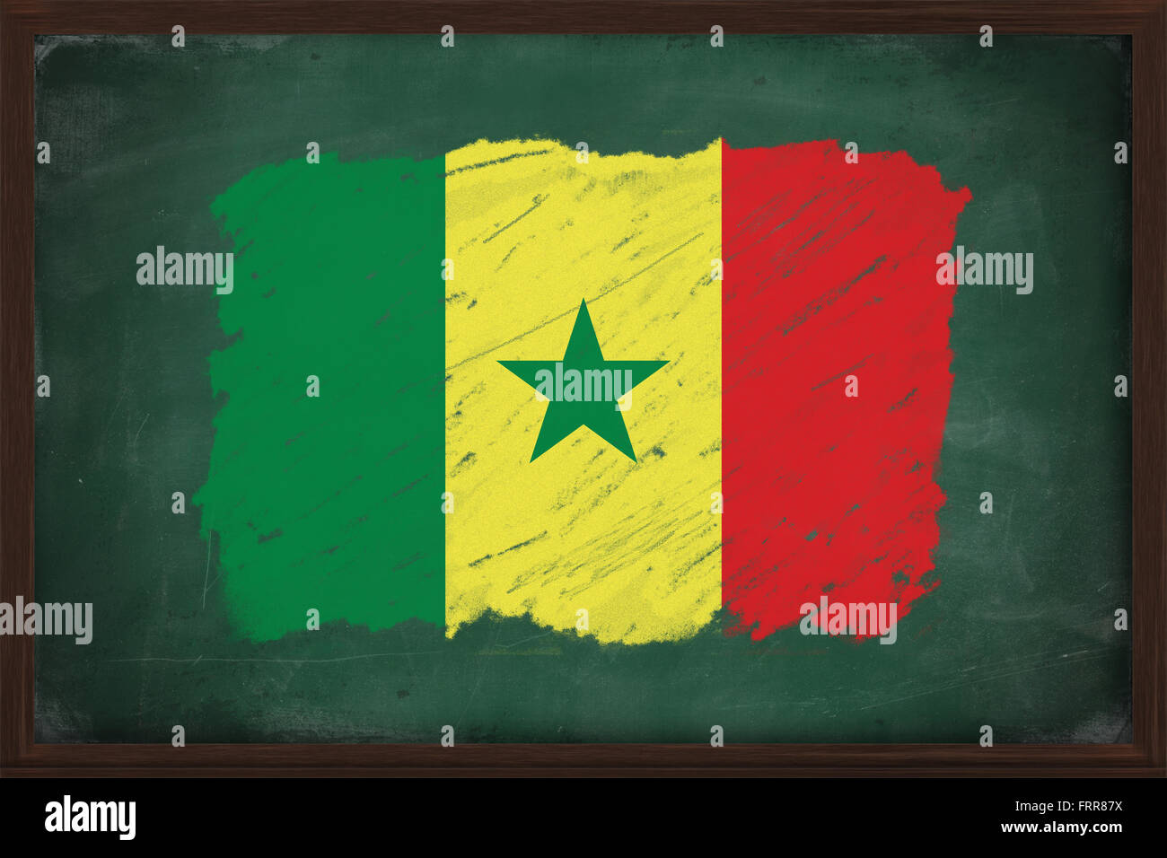 Senegal flag painted with color chalk on old blackboard Stock Photo - Alamy