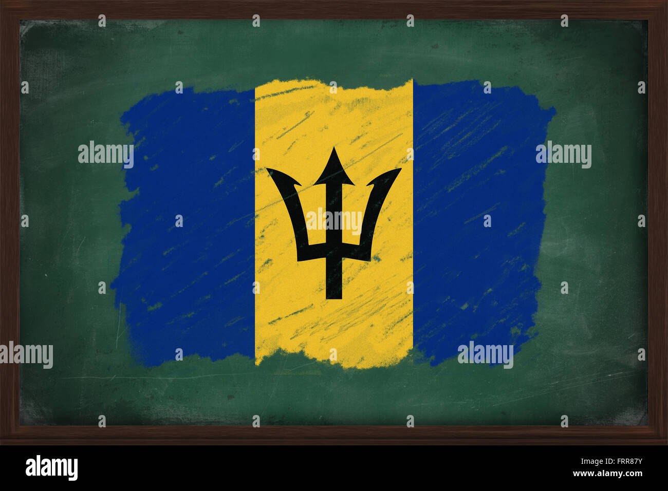 Barbados flag painted with color chalk on old blackboard Stock Photo ...