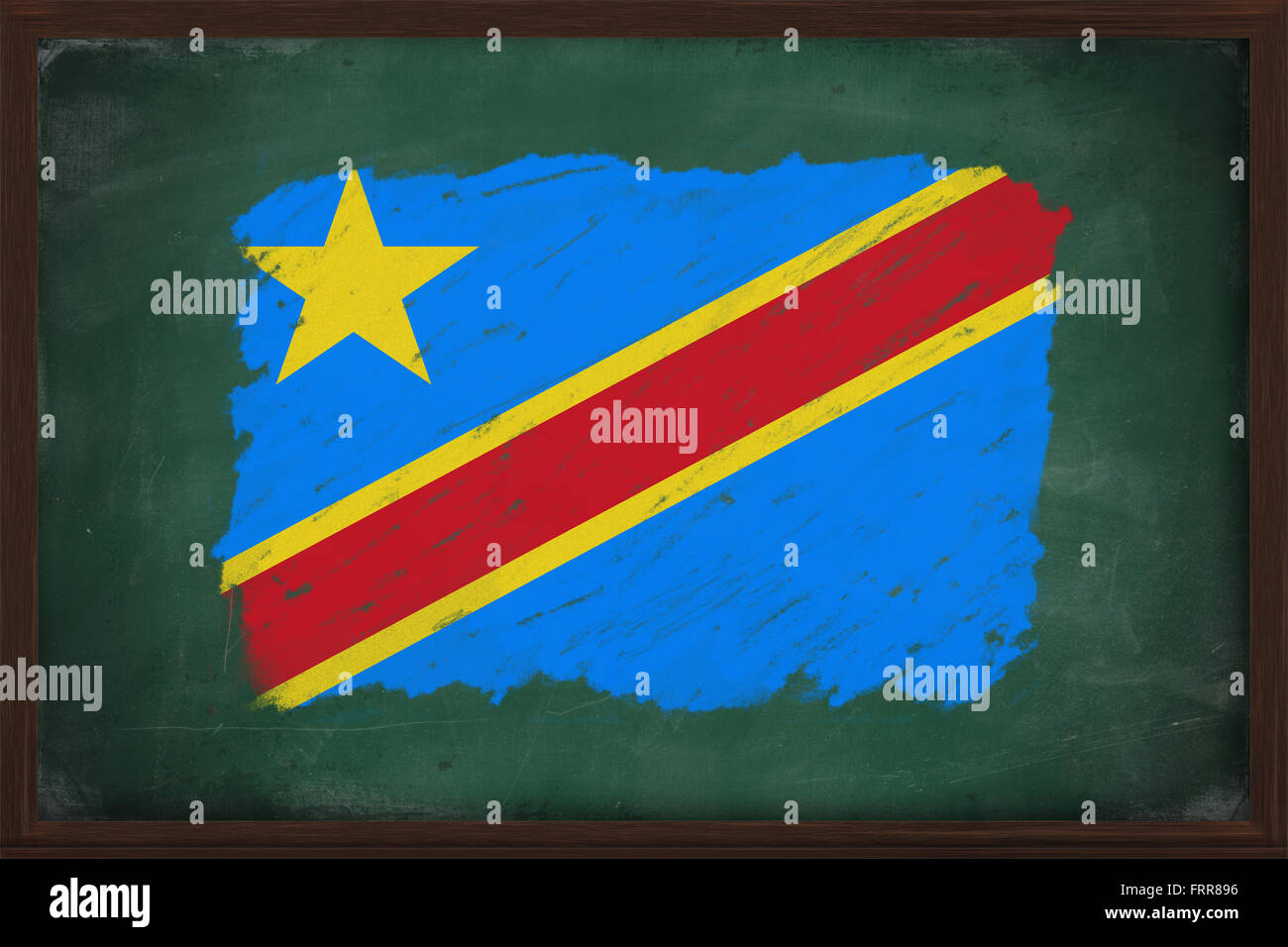 Democratic republic of the Congo flag painted with color chalk on old ...