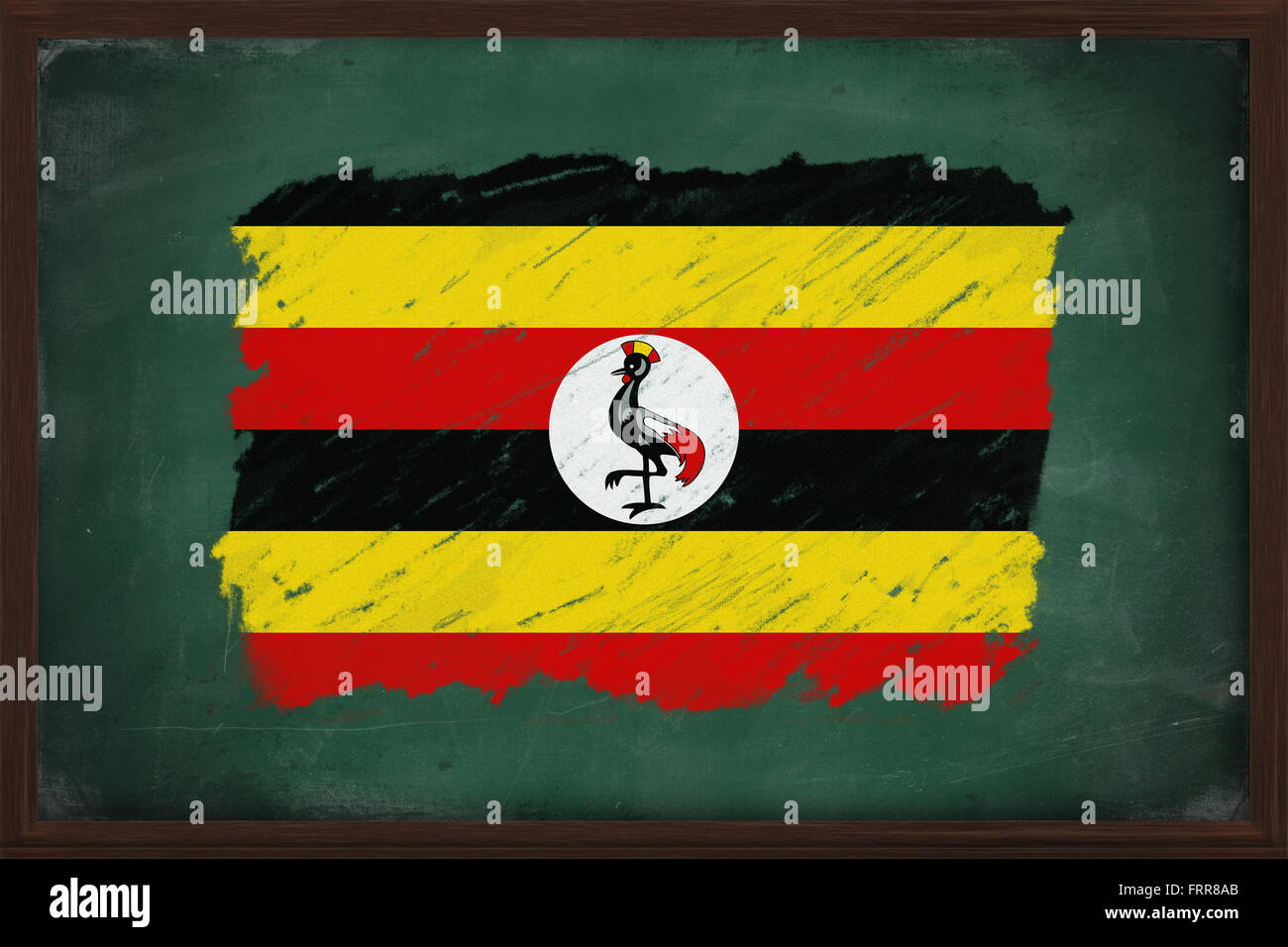 Uganda flag painted with color chalk on old blackboard Stock Photo - Alamy