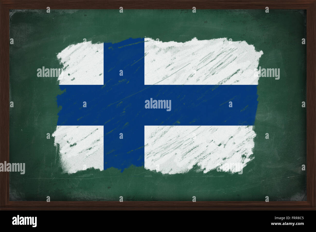 Finland flag painted with color chalk on old blackboard Stock Photo - Alamy