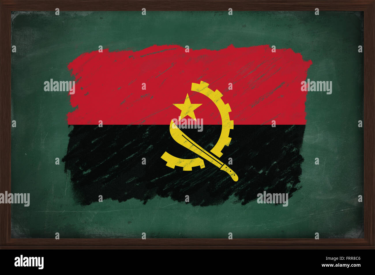 Angola flag painted with color chalk on old blackboard Stock Photo - Alamy