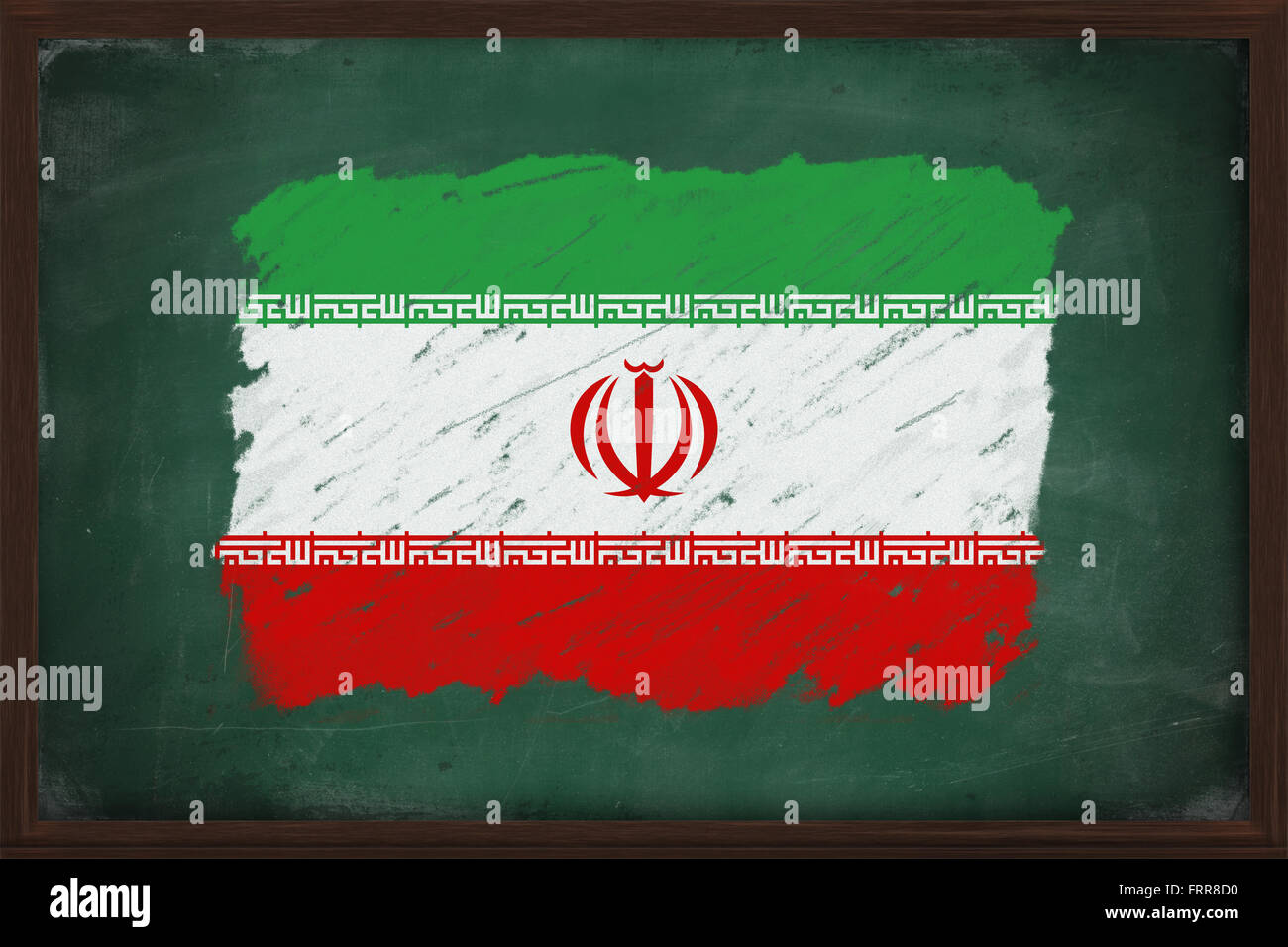 Iran flag painted with color chalk on old blackboard Stock Photo - Alamy