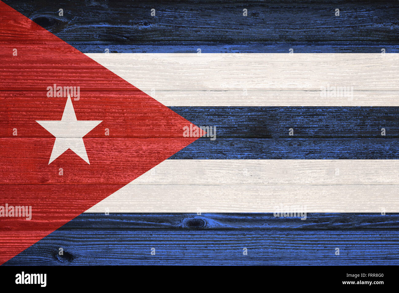 Cuba Flag painted on old wood plank background Stock Photo - Alamy