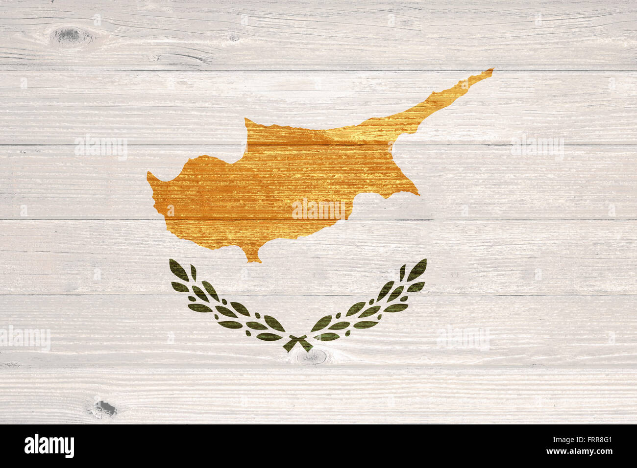 Cyprus Flag painted on old wood plank background Stock Photo - Alamy
