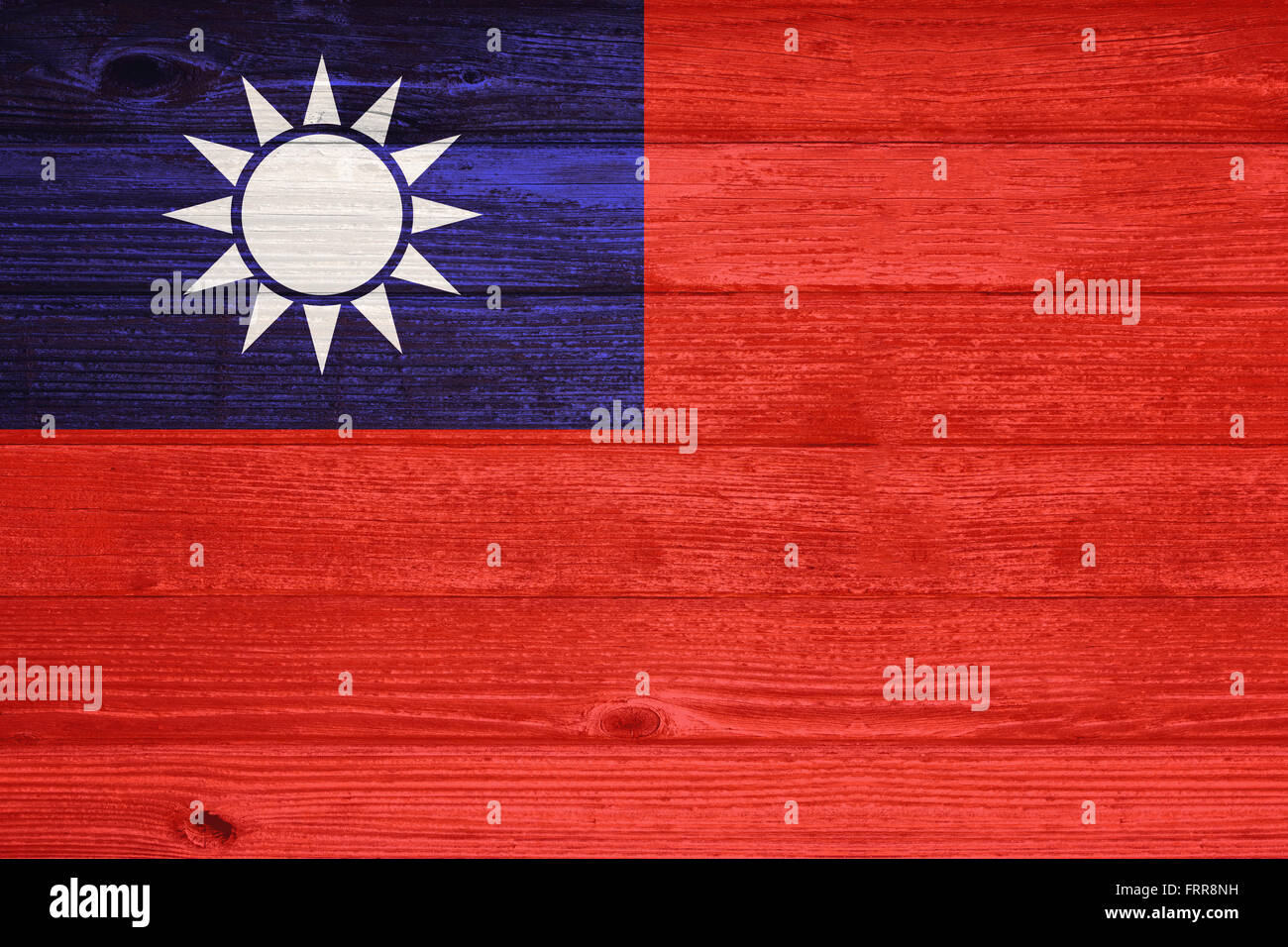 Republic of China Flag painted on old wood plank background Stock Photo ...