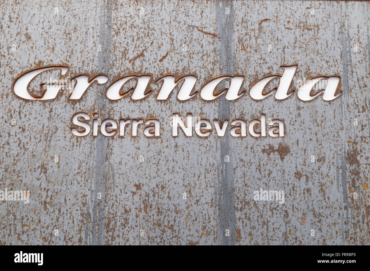 Rusted sign for Granada, Sierra Nevada, Spain Stock Photo - Alamy