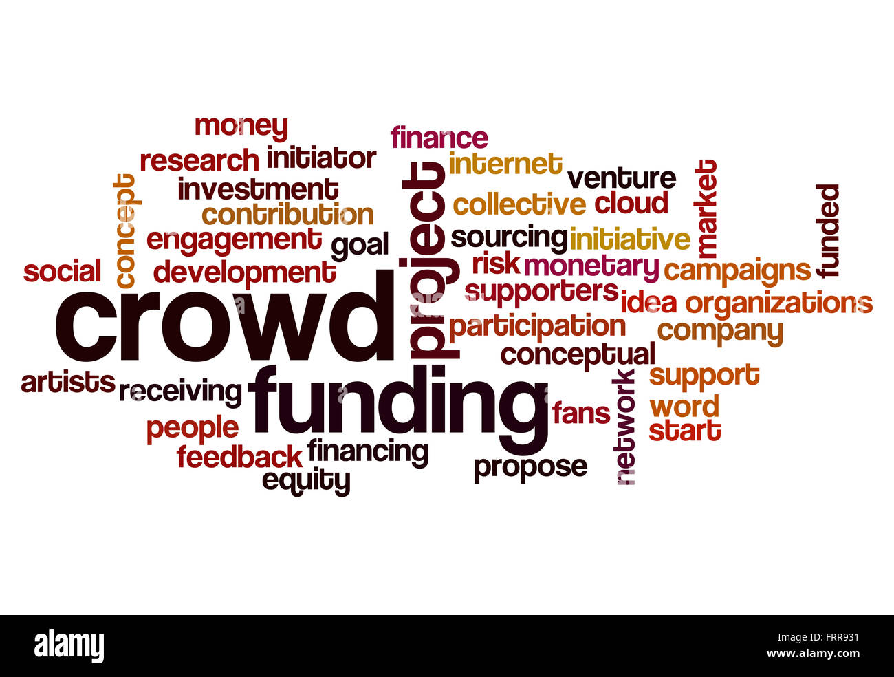 crowd funding word cloud concept for social media Stock Photo - Alamy