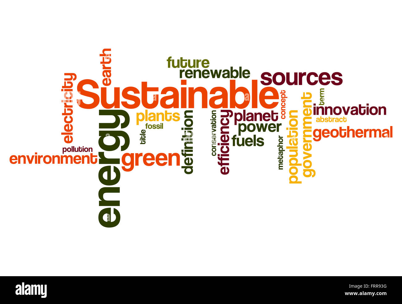 sustainable green energy concept word cloud background on white Stock ...