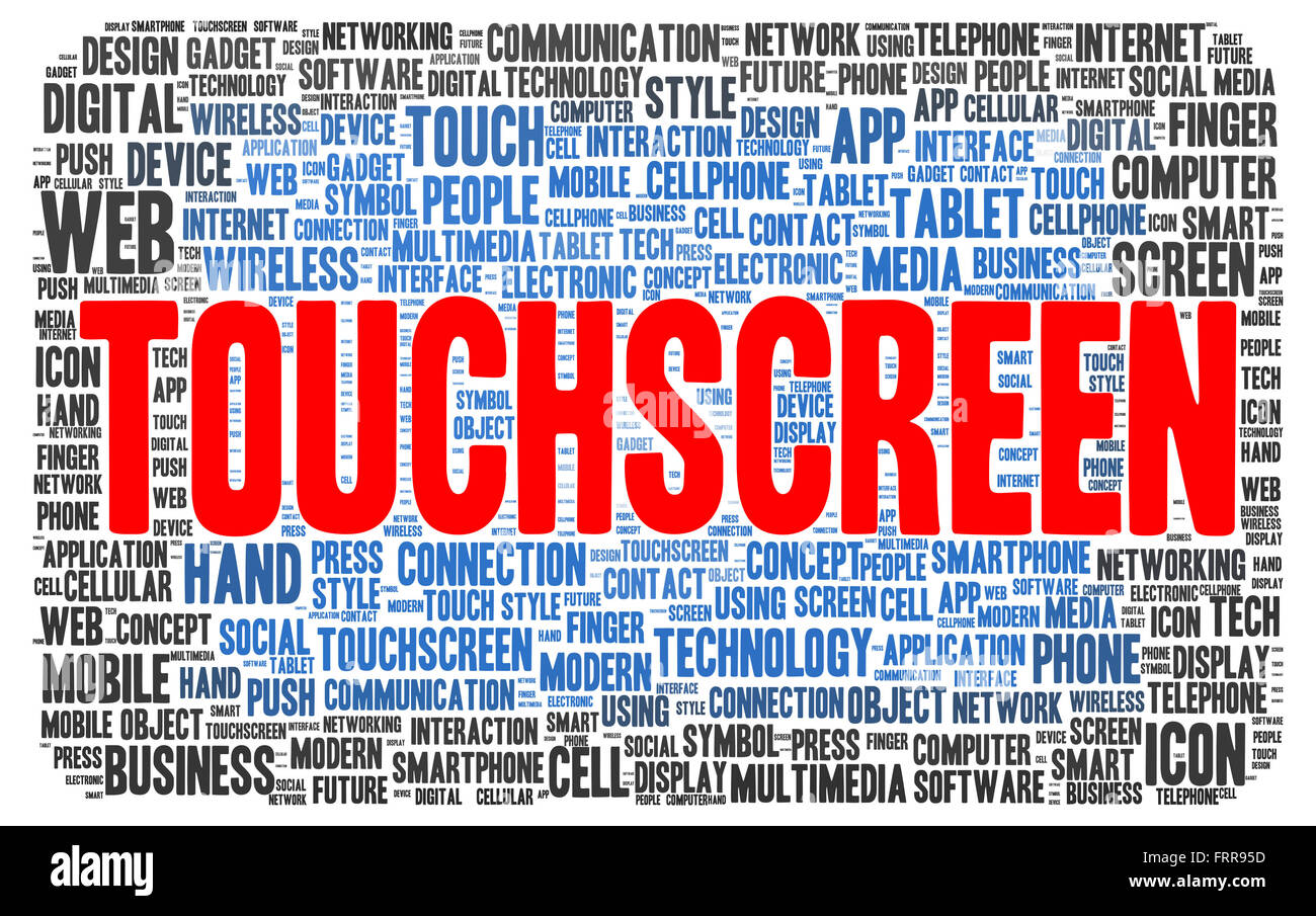 Touchscreen word cloud shape concept Stock Photo - Alamy