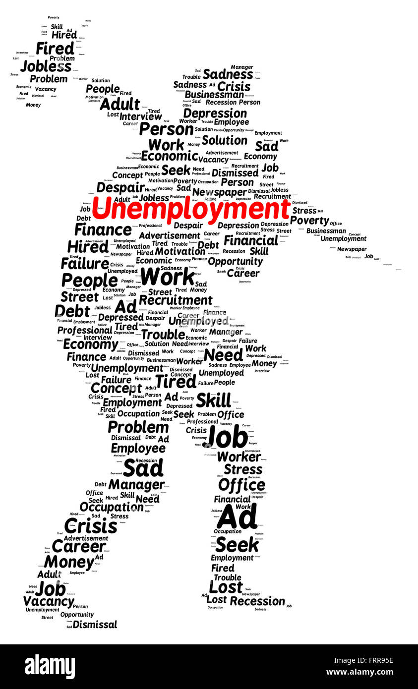 Unemployment word cloud shape concept Stock Photo - Alamy