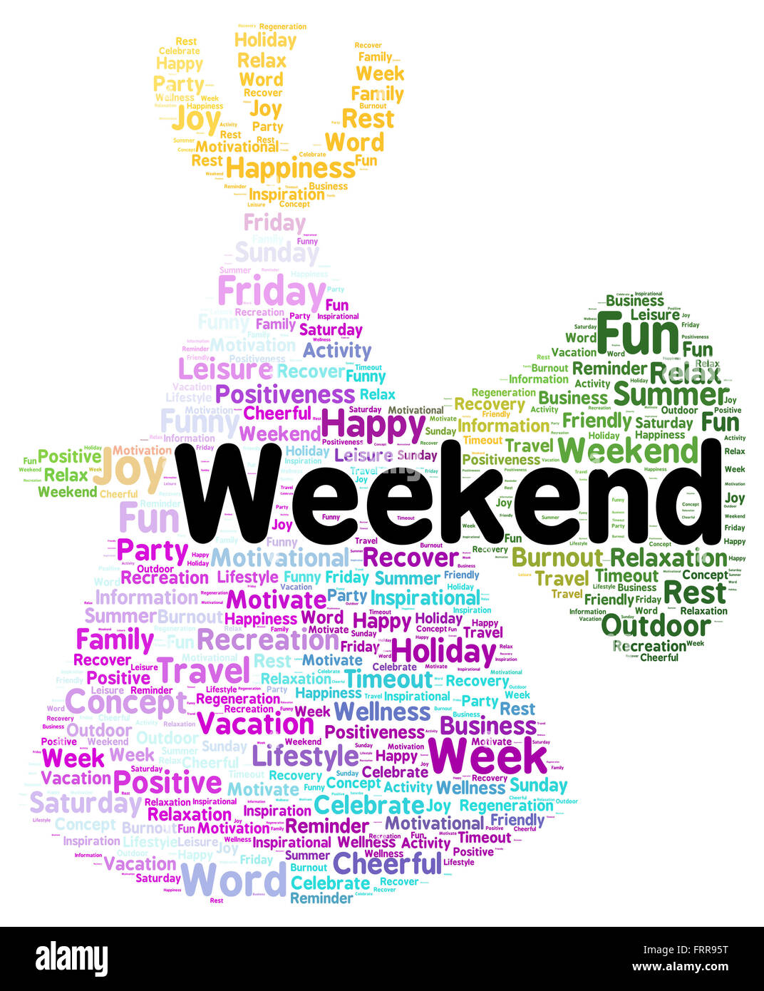 Weekend word cloud shape concept Stock Photo - Alamy