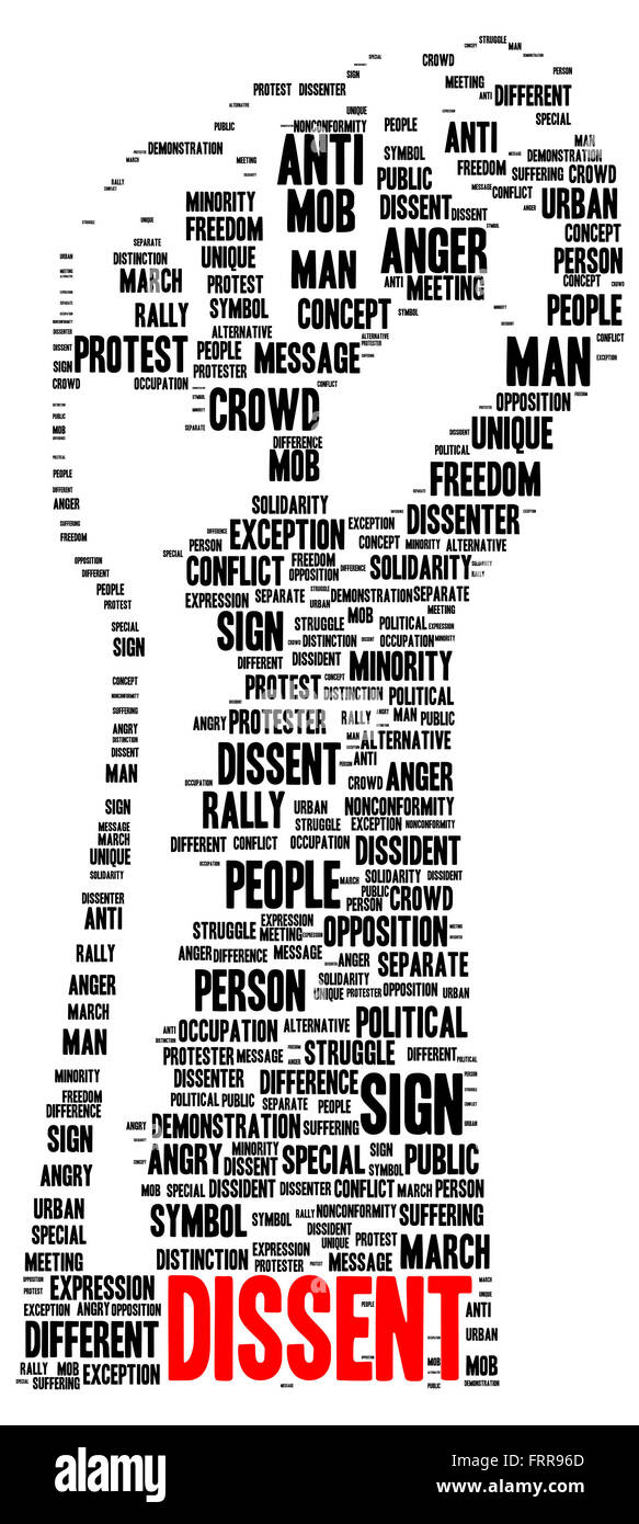 Dissent word cloud shape concept Stock Photo - Alamy