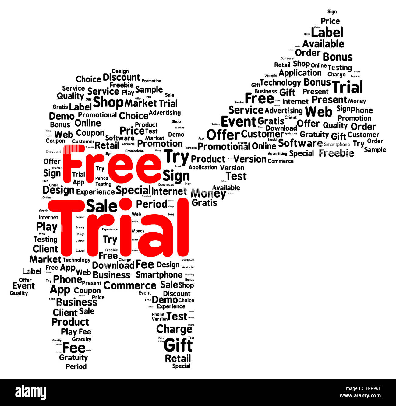 Free trial word cloud shape concept Stock Photo - Alamy