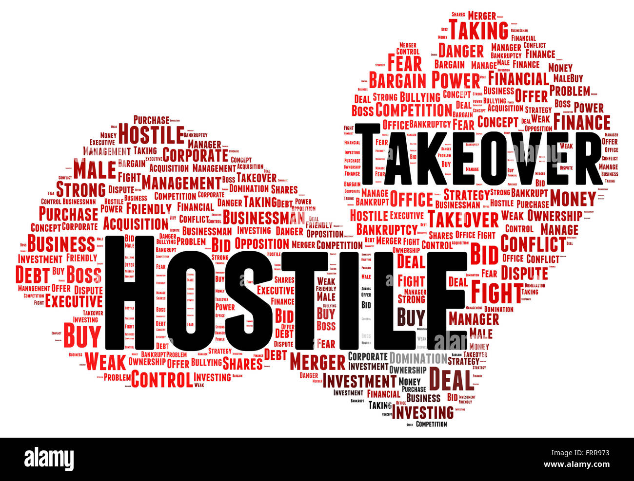 Hostile takeover word cloud shape concept Stock Photo - Alamy