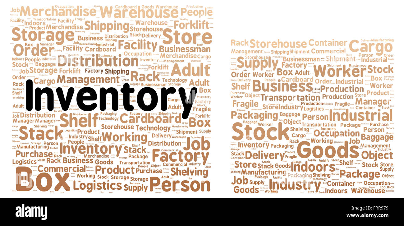 Inventory word cloud shape concept Stock Photo - Alamy