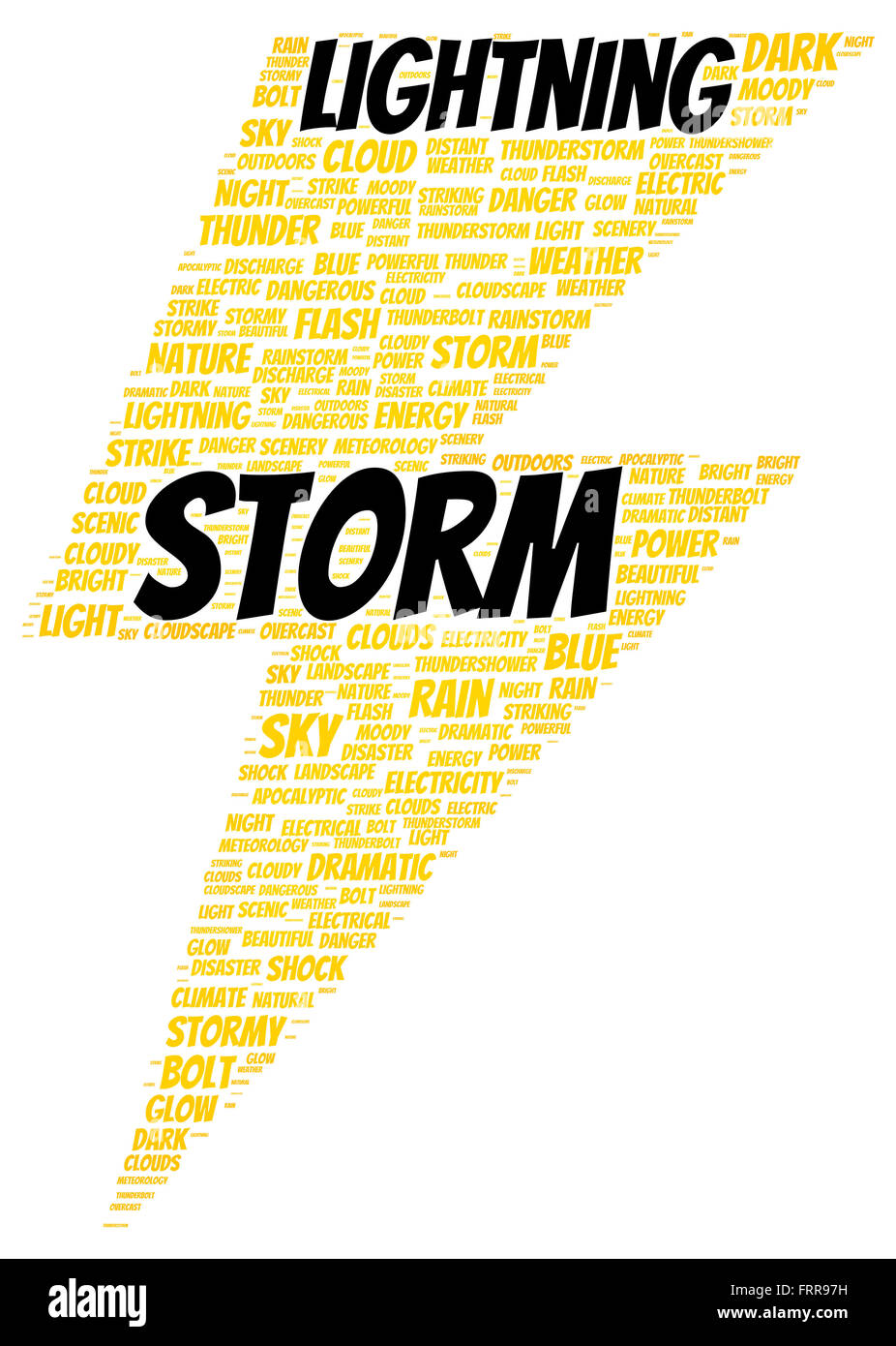 Lightning storm word cloud shape concept Stock Photo - Alamy