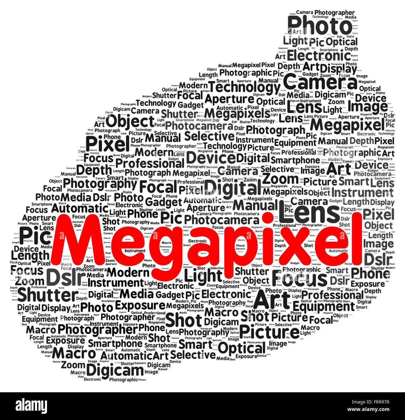 Megapixel word cloud shape concept Stock Photo - Alamy