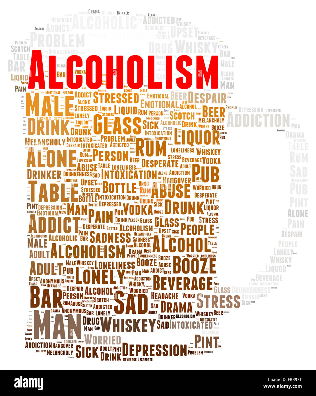 Alcoholism word cloud shape concept Stock Photo - Alamy