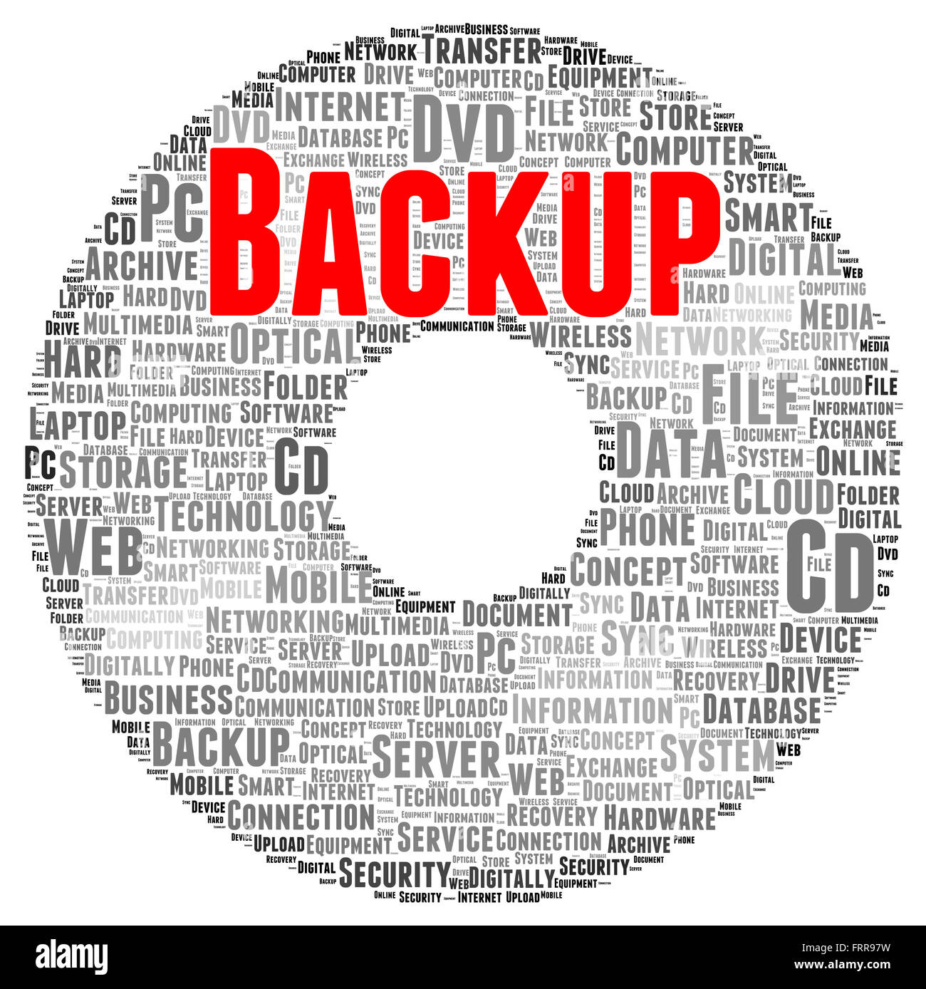 Backup word cloud shape concept Stock Photo - Alamy
