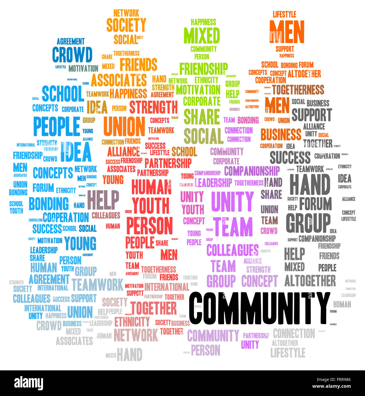 Community word cloud shape concept Stock Photo - Alamy