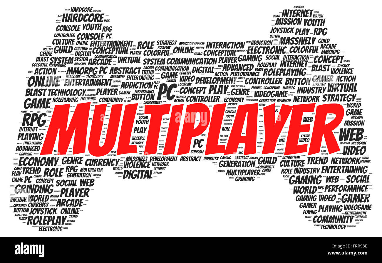 Multiplayer word cloud shape concept Stock Photo - Alamy