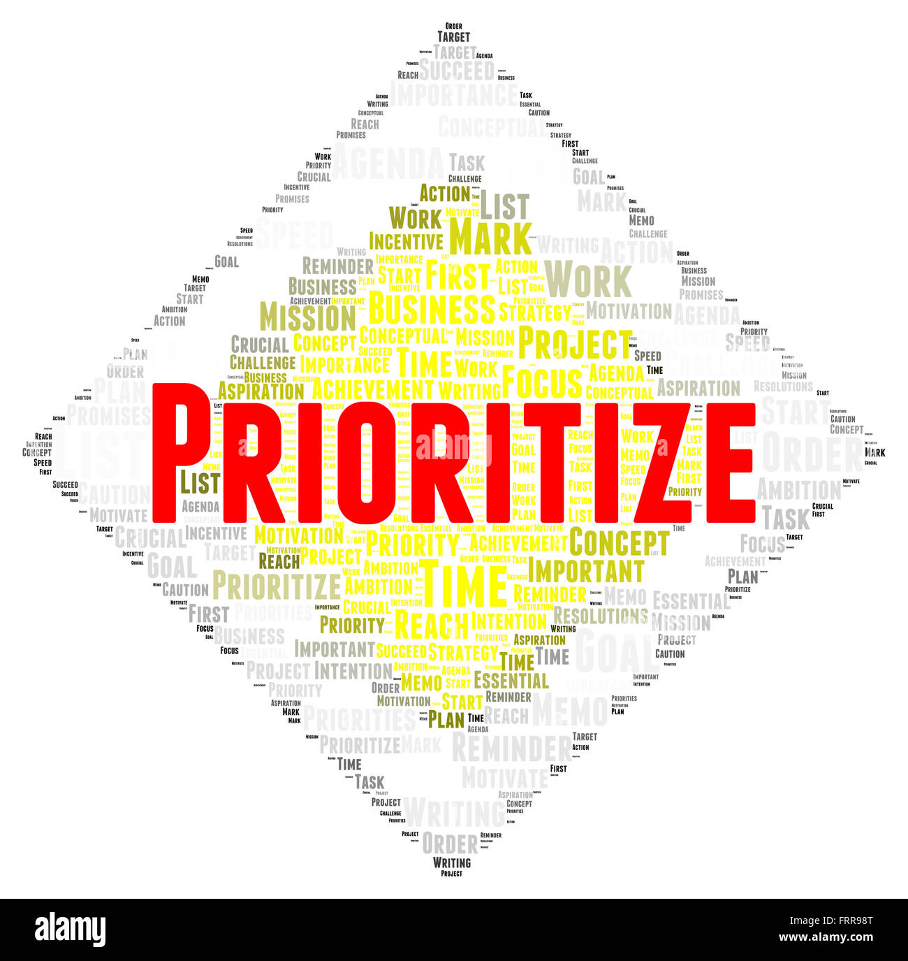 Prioritize word cloud shape concept Stock Photo - Alamy