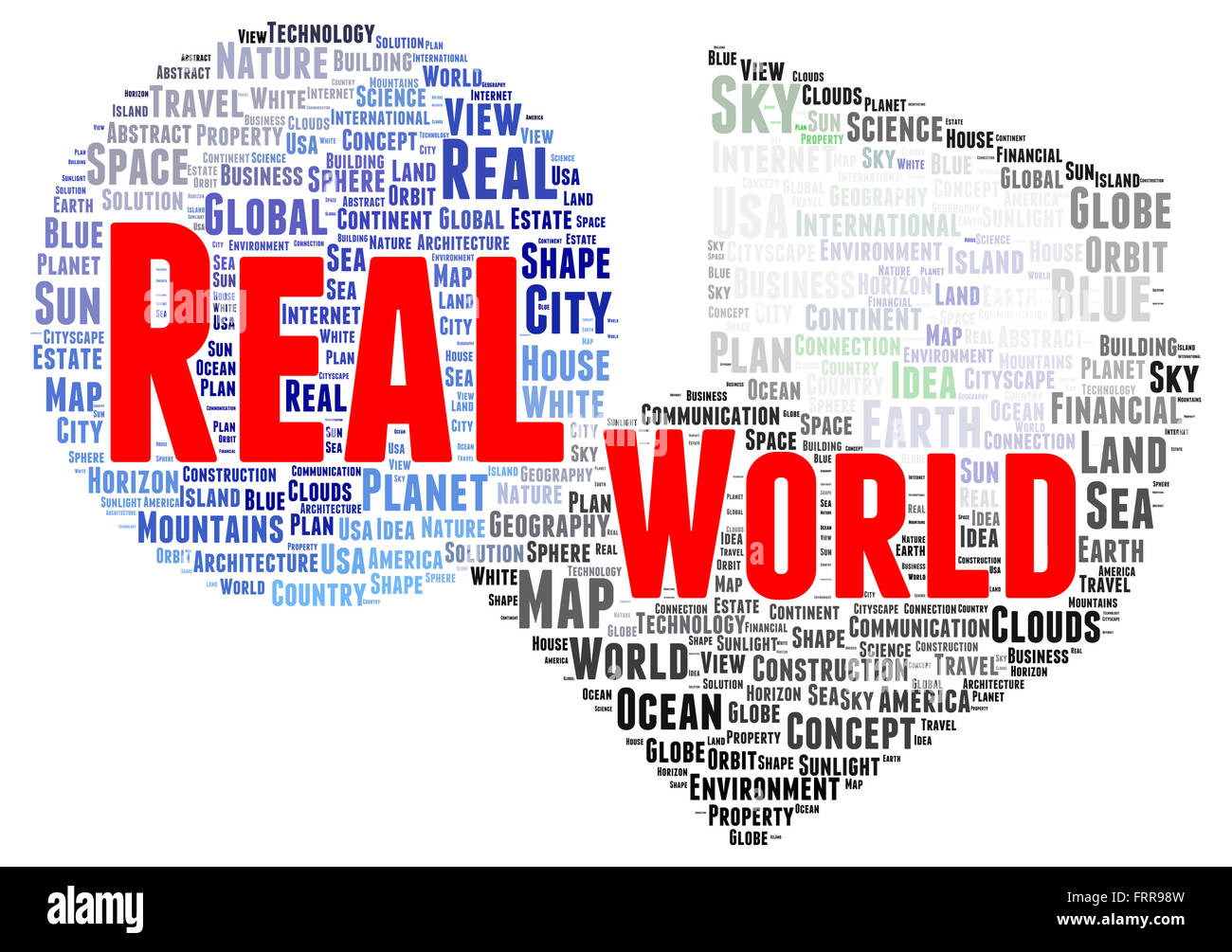 Real world word cloud shape concept Stock Photo - Alamy