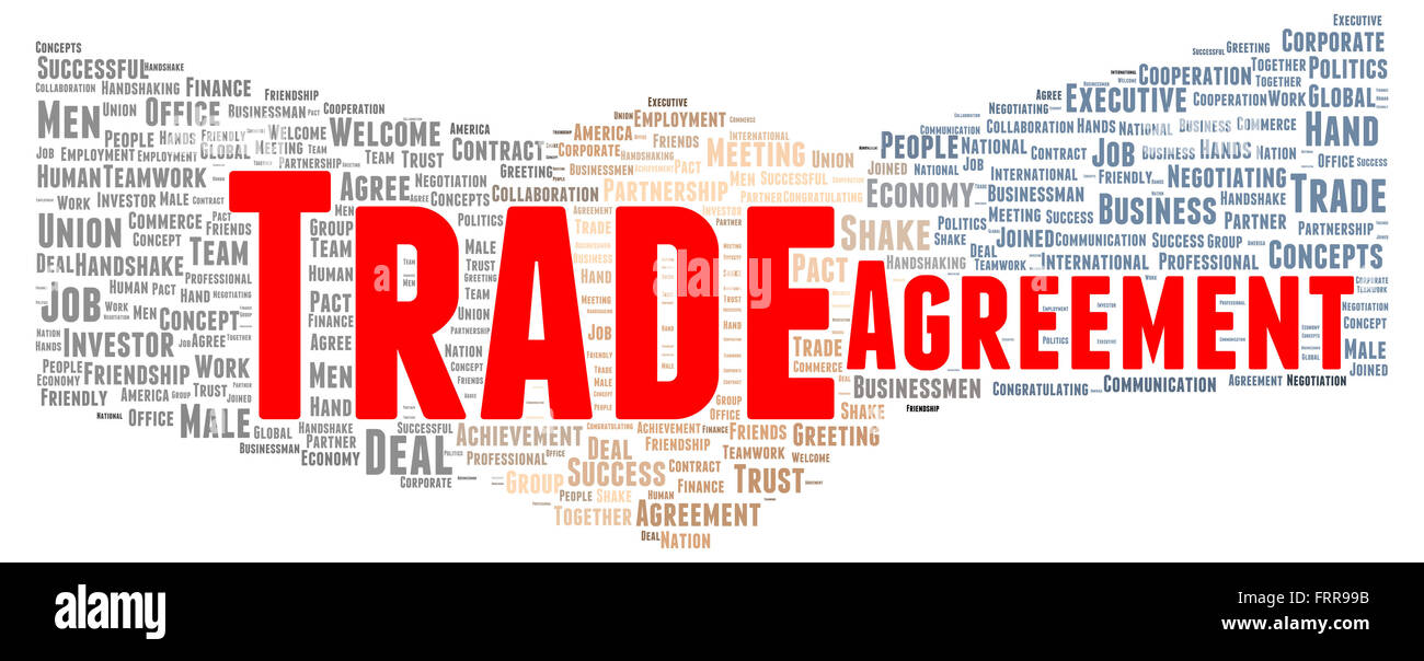 Trade agreement word cloud shape concept Stock Photo - Alamy